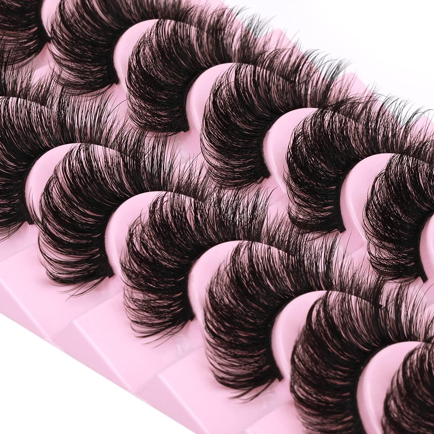 Wiwoseo 3D Faux Mink Eyelashes - 10 Pairs Natural Wispy & Fluffy 17MM ...