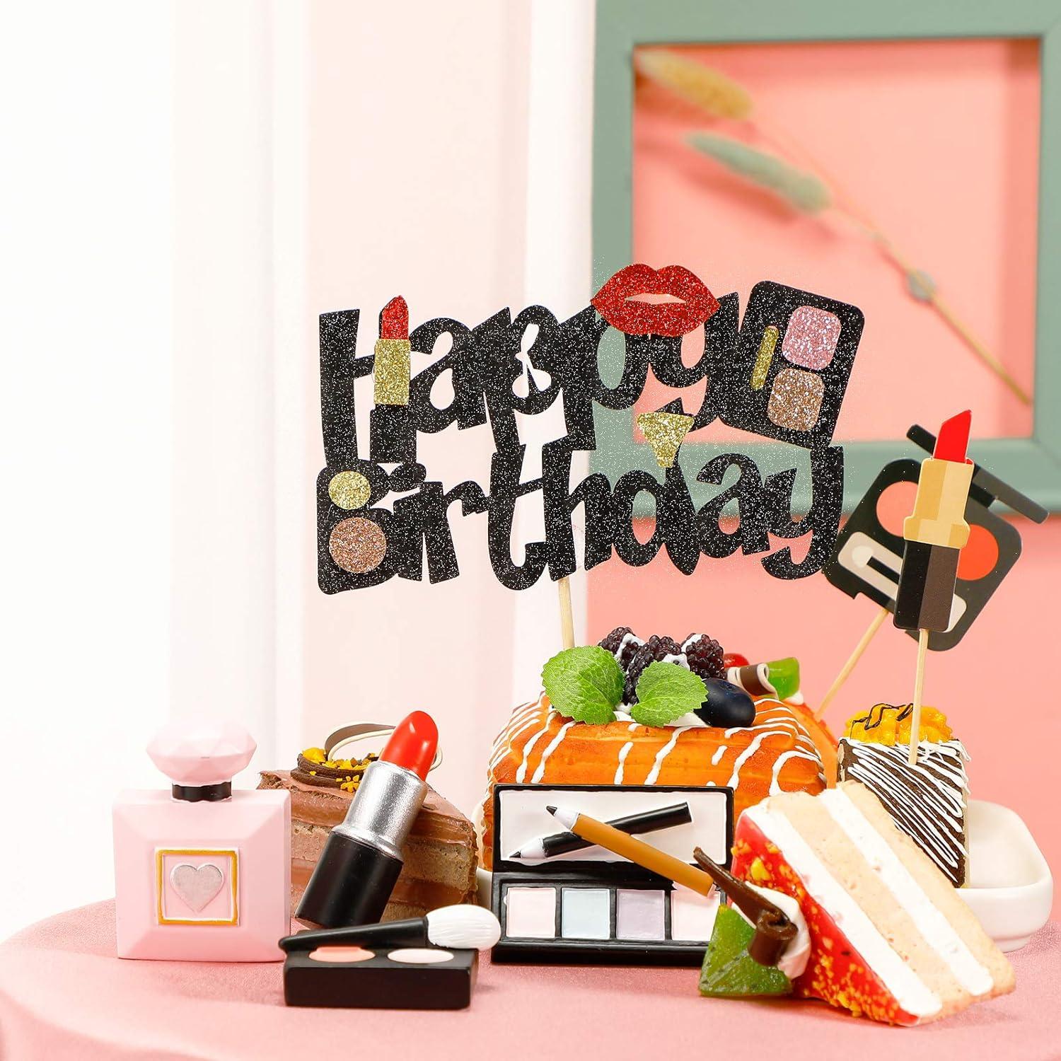 29 Pieces Makeup Themed Cake Toppers 3D Resin Cosmetics Cake Decoration ...