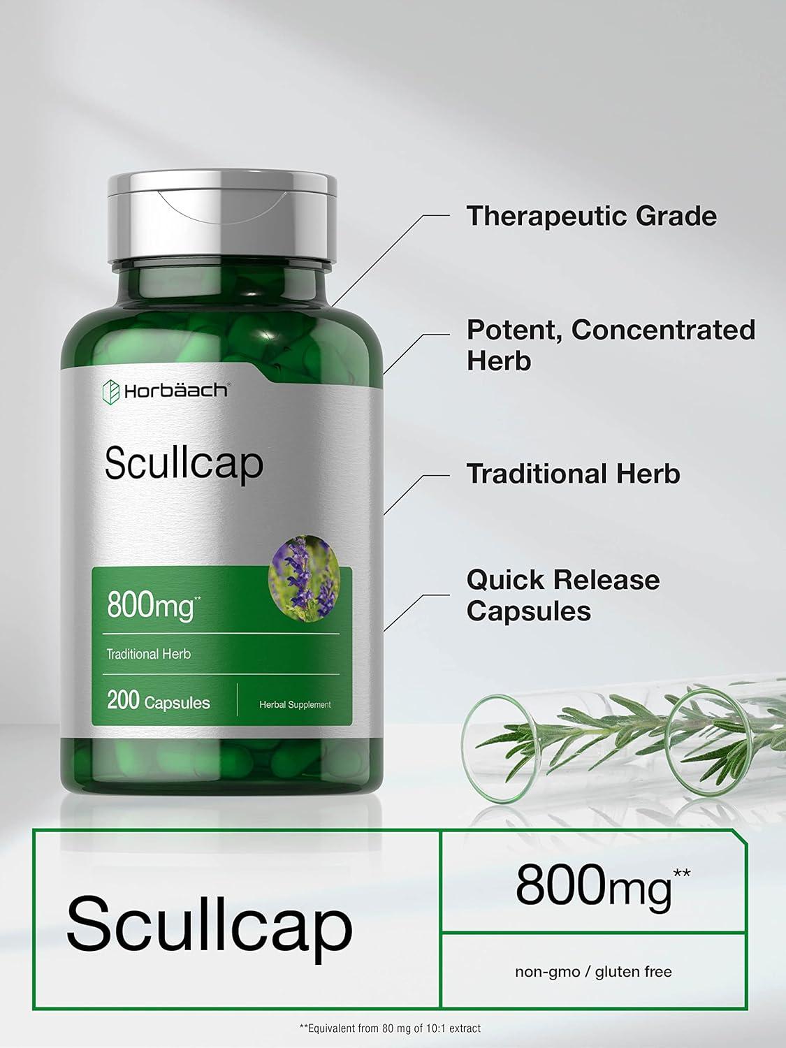 Horb ach Scullcap Capsules | 800 mg | 200 Count | Max Potency Value ...