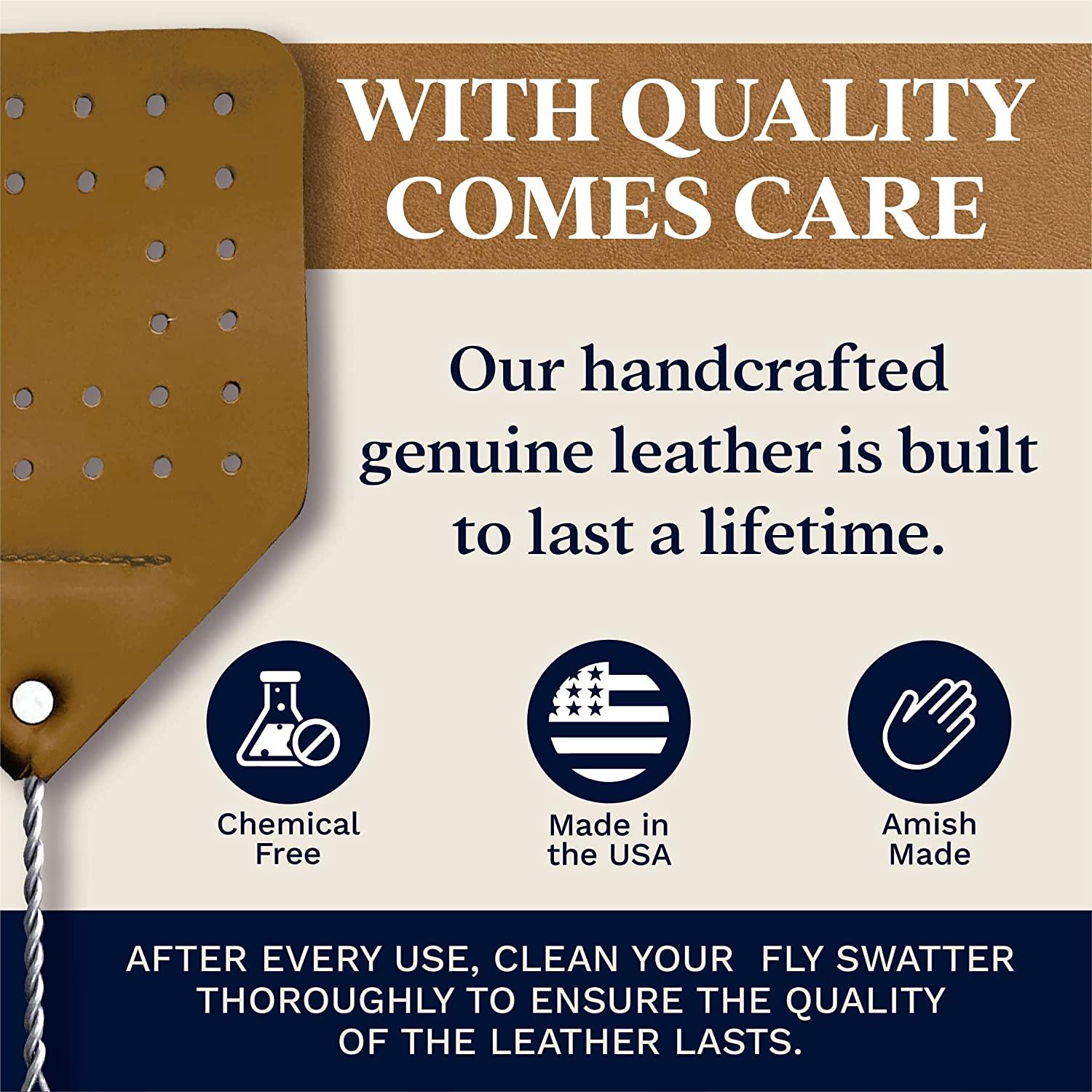 Hope Woodworking Leather Fly Swatter Set - Amish-Made 17 Fly Swat w ...