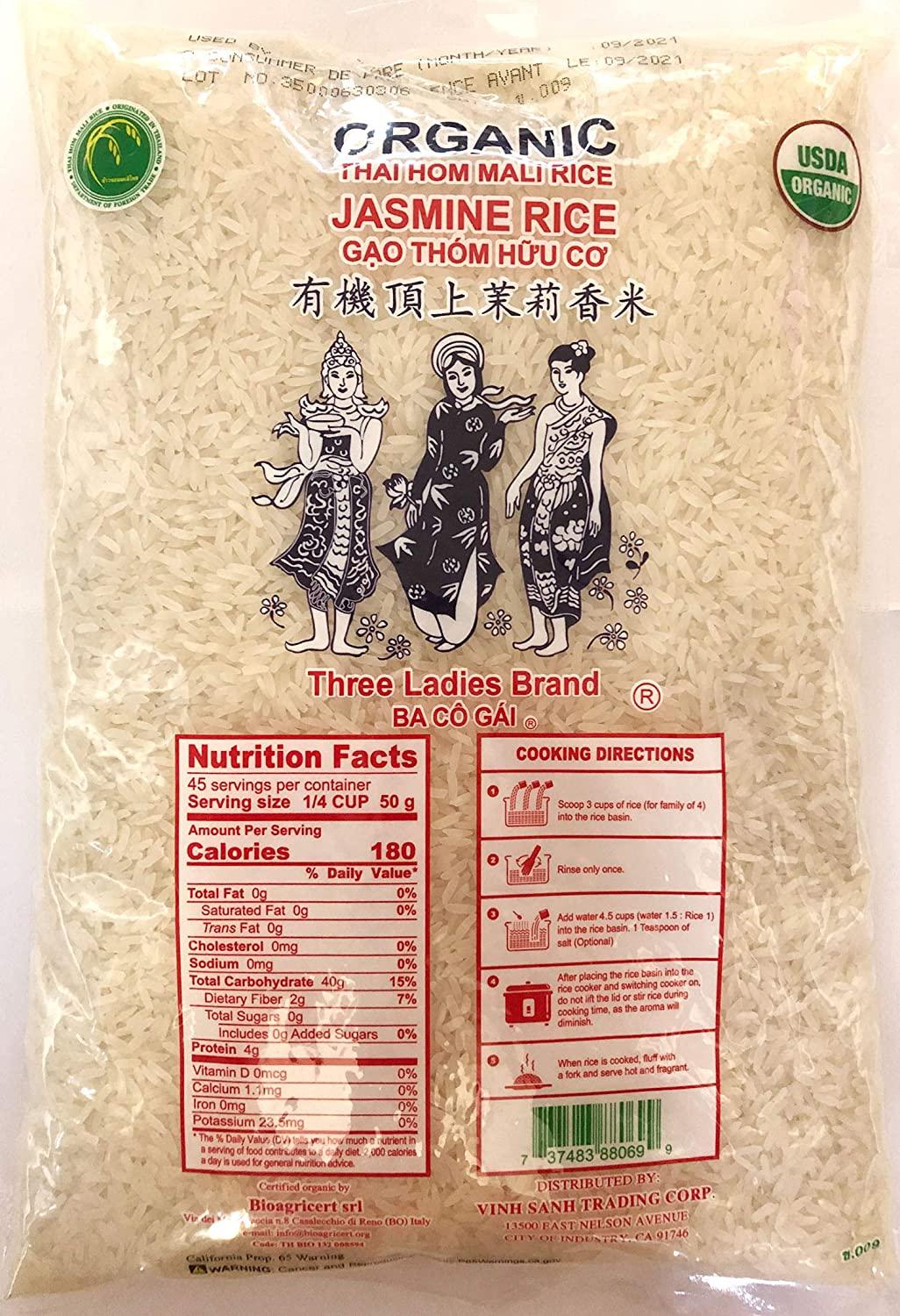 Three Ladies Organic Thai Jasmine Rice 5lbs - Product of Thailand | Buy ...