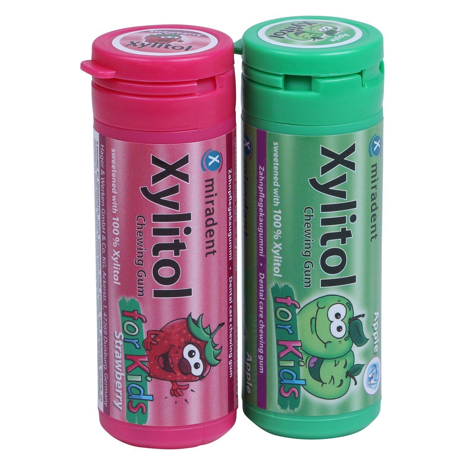 Buy Miradent Xylitol Chewing Gum for Kids - Apple & Strawberry Flavor ...