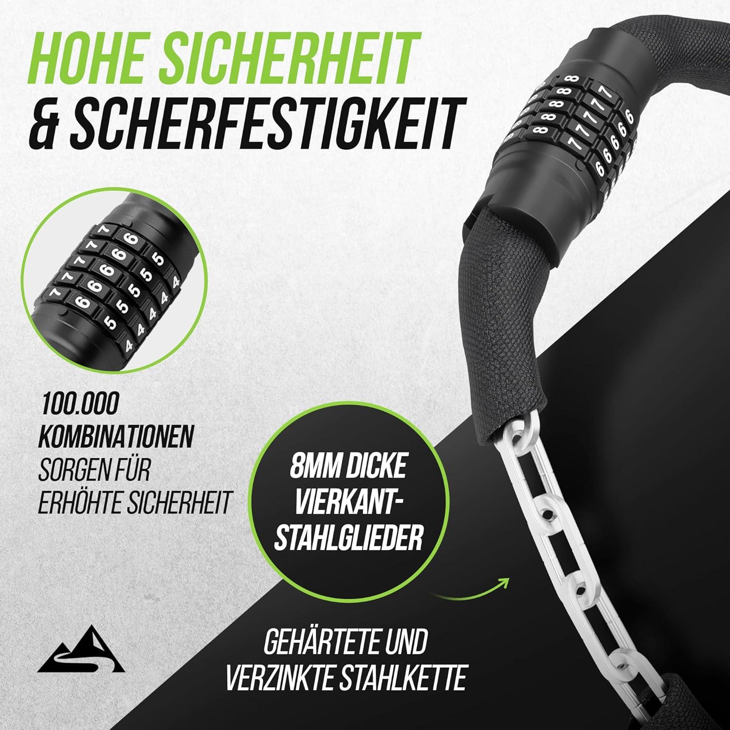 Munatura Bicycle Lock with Numerical Lock 100cm - High Safety Bike Lock ...