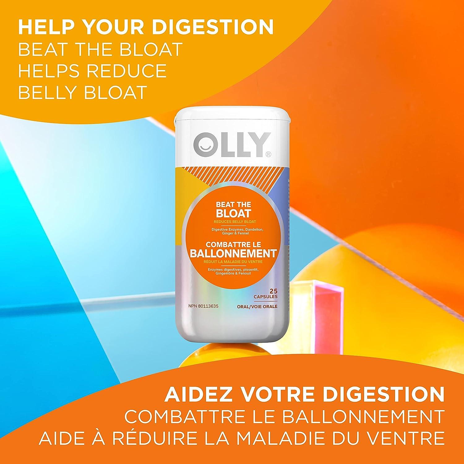 OLLY Beat The Bloat Capsules - Gas, Water Retention Relief for Women - Digestive Enzymes ...
