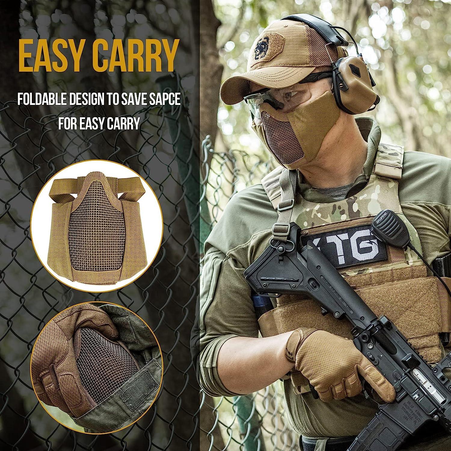OneTigris Small Tactical Foldable Half Face Mesh Mask - Tan (Women ...