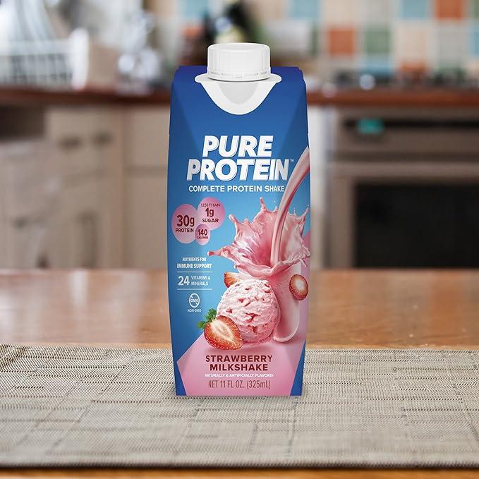 Pure Protein Strawberry Protein Shake 30g Complete Protein Ready to ...