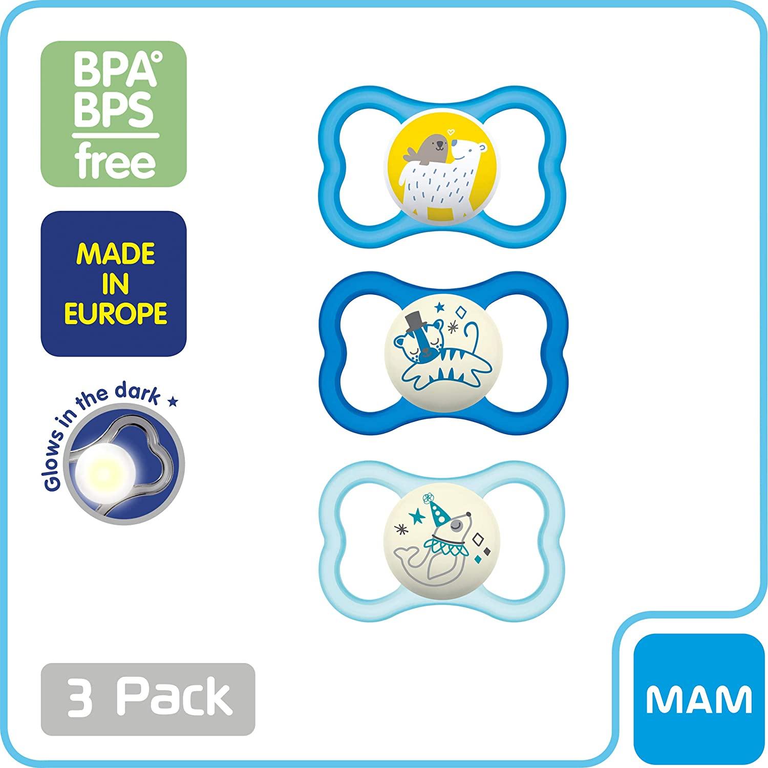 MAM Air Night & Day Baby Pacifier 3 Pack - Glows in the Dark, Sensitive ...