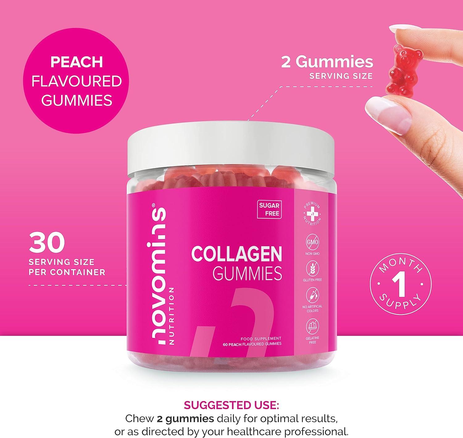 Novomins Sugar-Free Marine Collagen Gummies with Biotin, Vitamin C ...