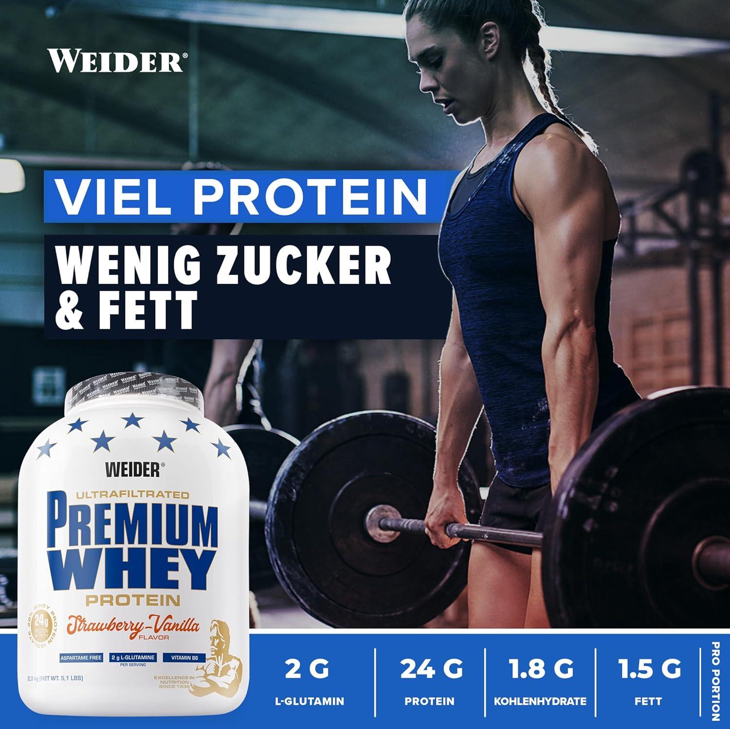 Weider Premium Whey Protein Powder - Delicious Strawberry Vanilla 2.3kg | High EAA & BCAA for ...