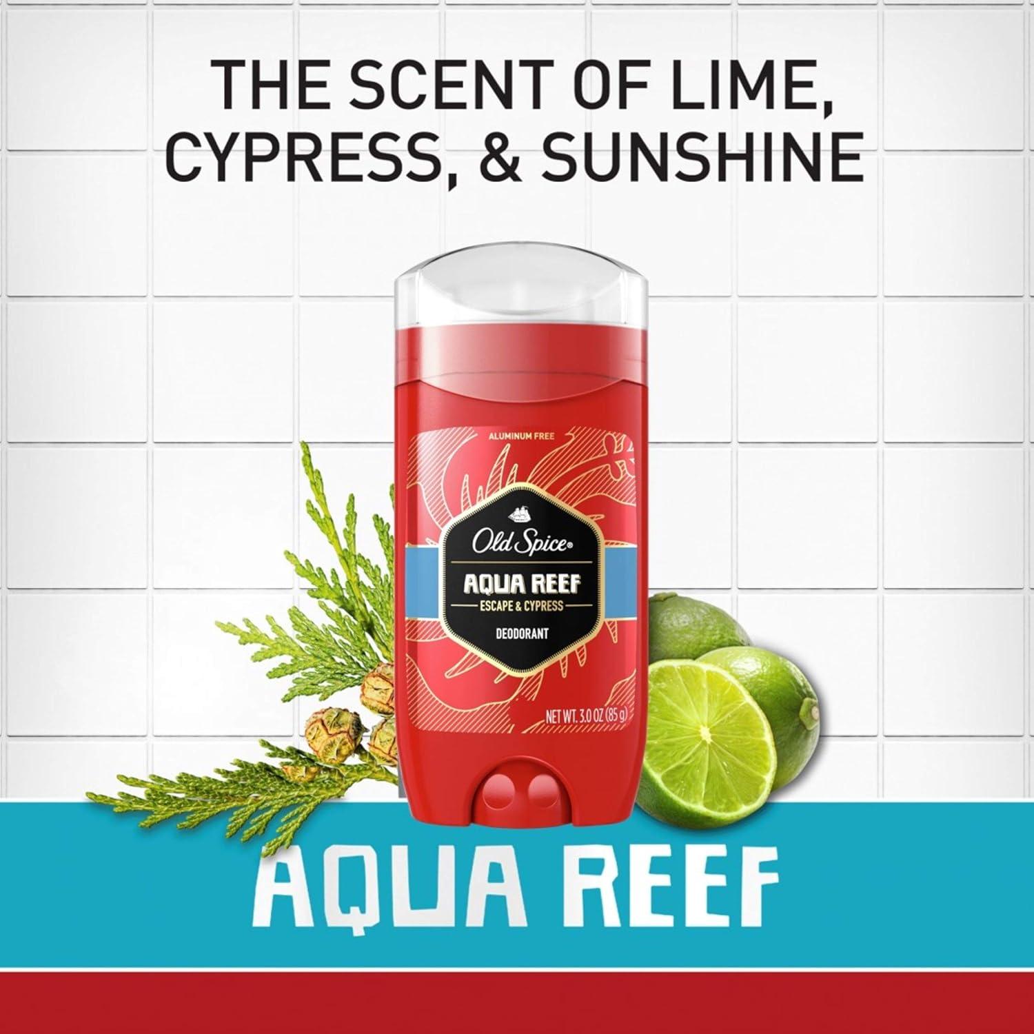 Old Spice Men's Aluminum-Free Deodorant Red Zone Aqua Reef Lime ...