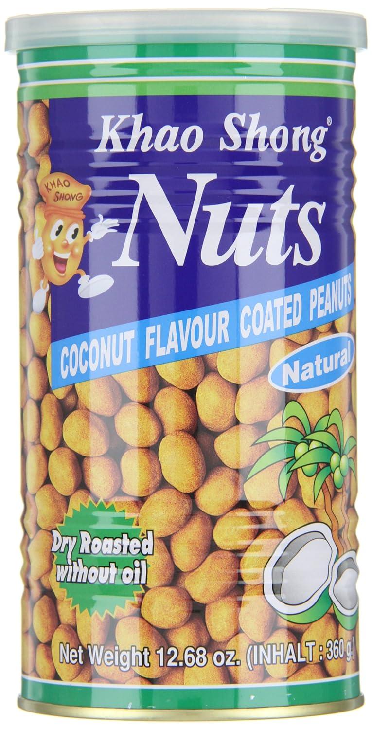 Khao Shong Coconut Flavor Coated Peanuts - Crispy Spicy-Sweet Snack | 360g Can (2-Pack ...