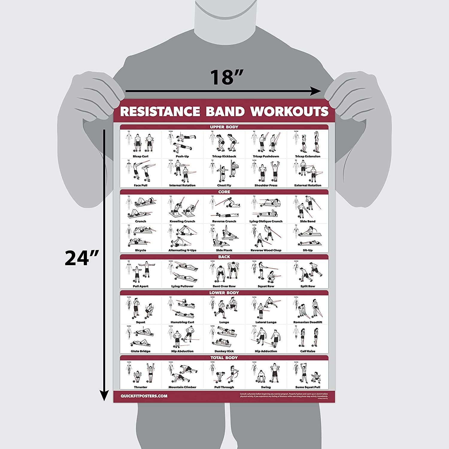 QuickFit Resistance Bands Workout Exercise Poster - Double Sided ...