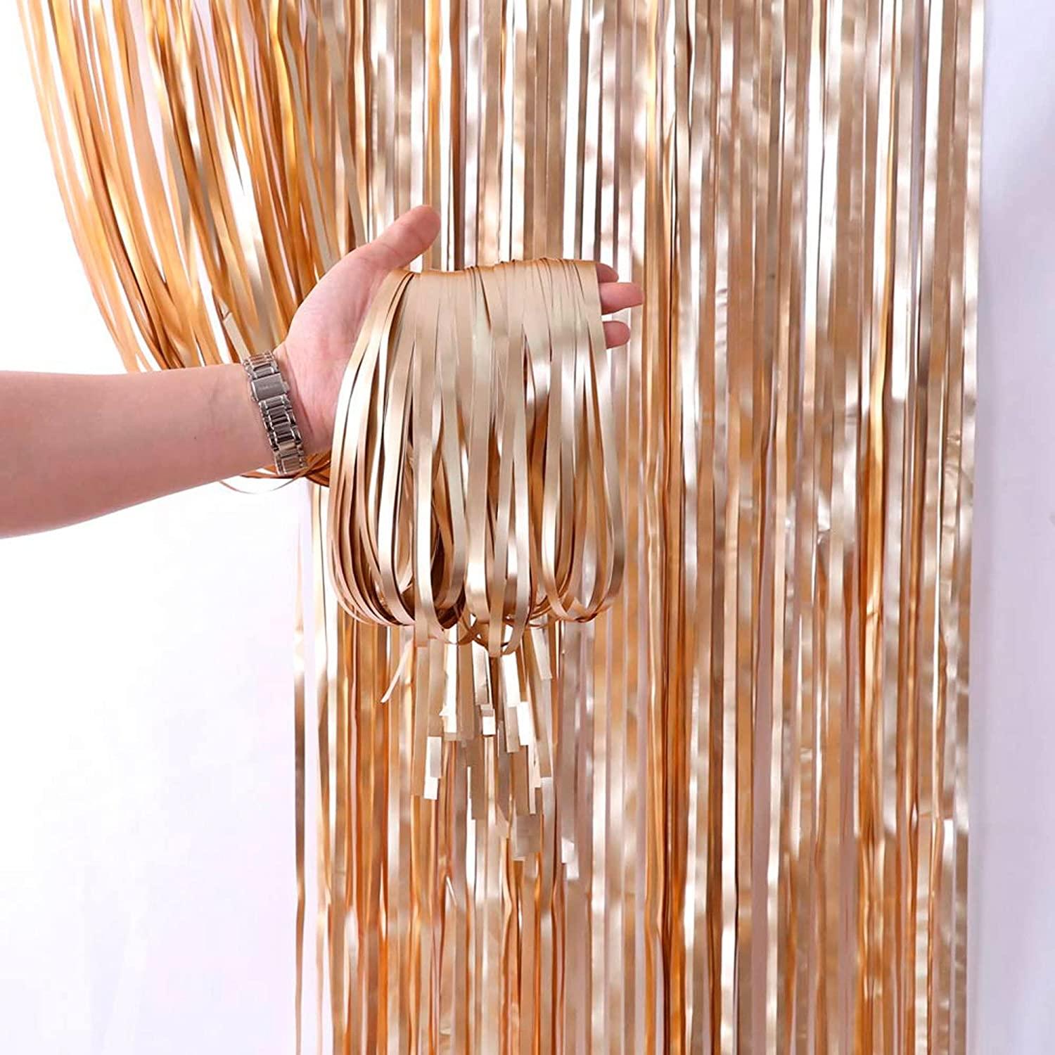 Dazzle Bright Backdrop Curtain, 3FT x 8FT Metallic Tinsel Foil Fringe ...
