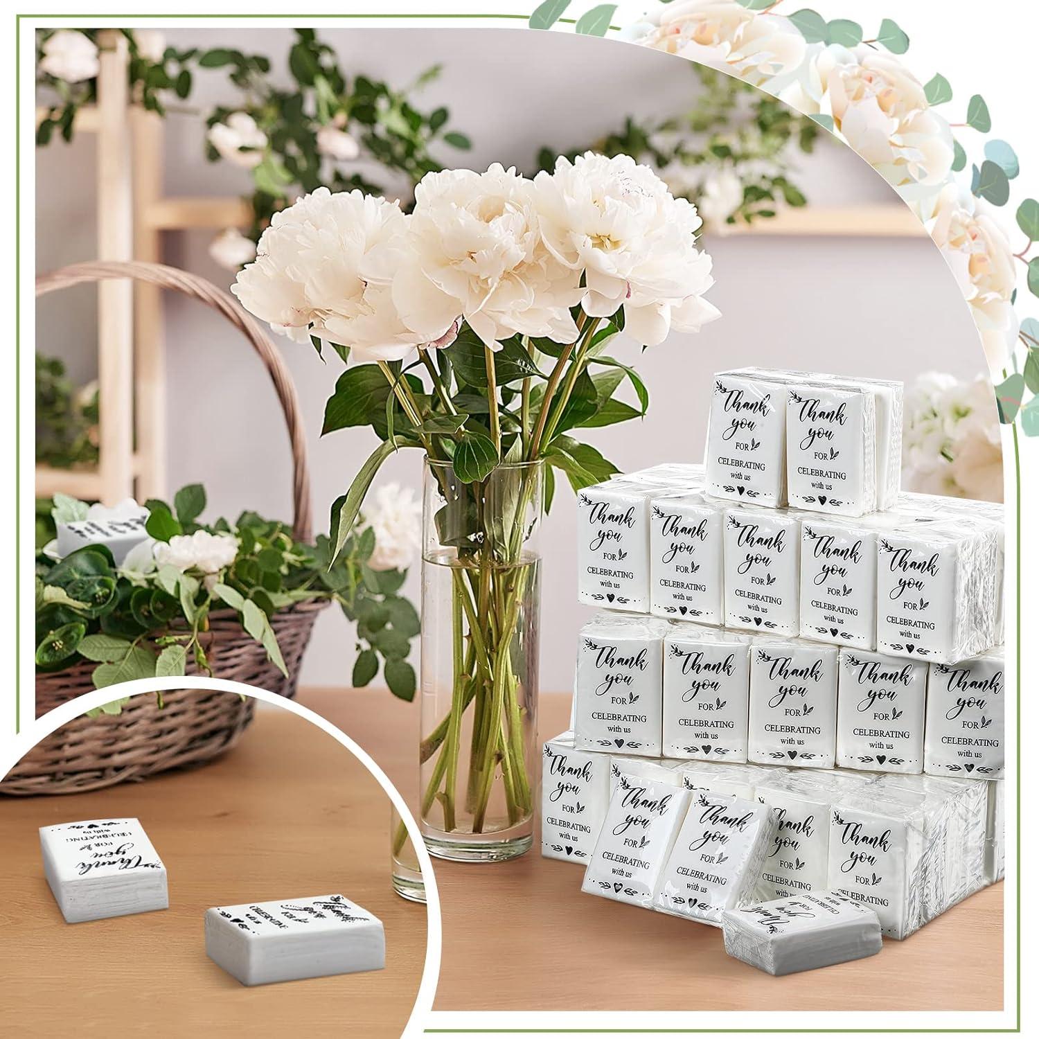100 Pack Wedding Facial Tissues - Thank You Celebration Pocket Tissue ...