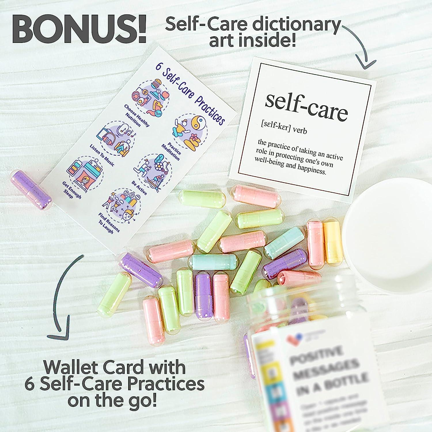 Message Pill Co. Self Care Kit - 50 Positive Affirmations for Stress ...
