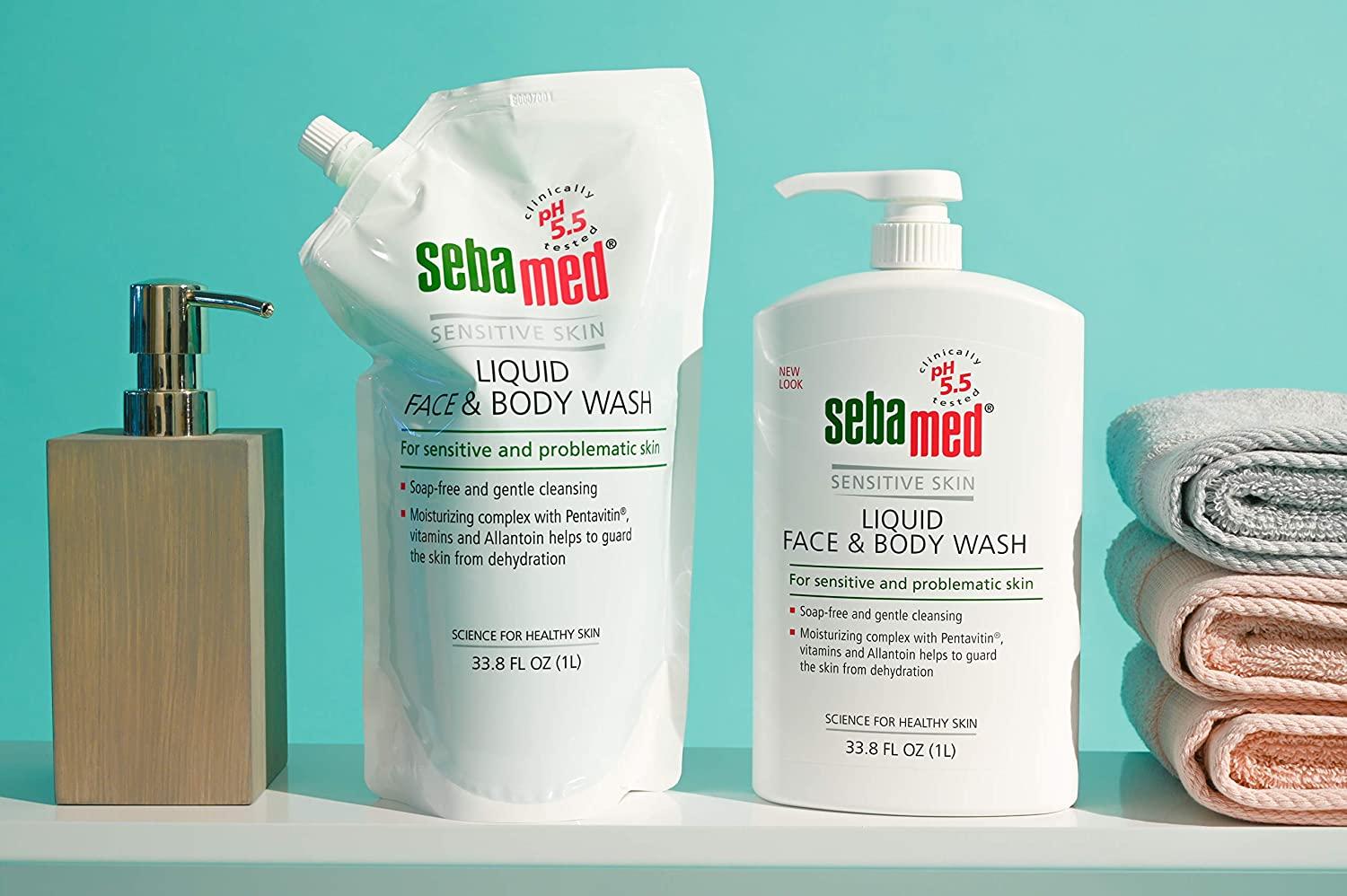 Sebamed Liquid Face and Body Wash Refill Bag - 1 Liter Pouch, pH 5.5 ...