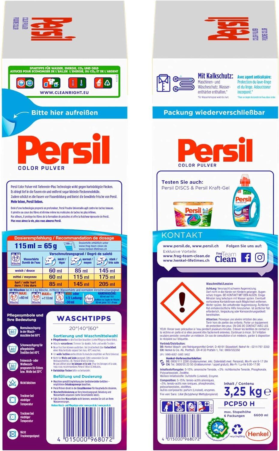 Persil Color Powder 50 Wash Loads - Deep Pure-Plus Technology for ...