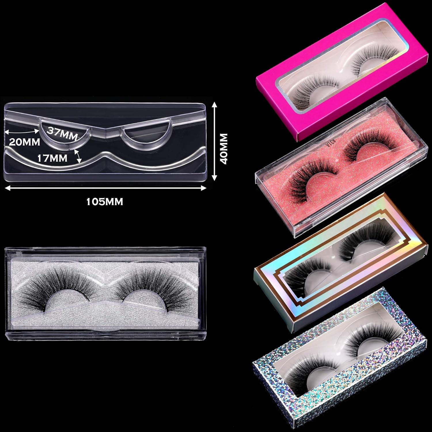 100 Piece Rectangle Plastic Eyelash Trays Holder for False Eyelash ...