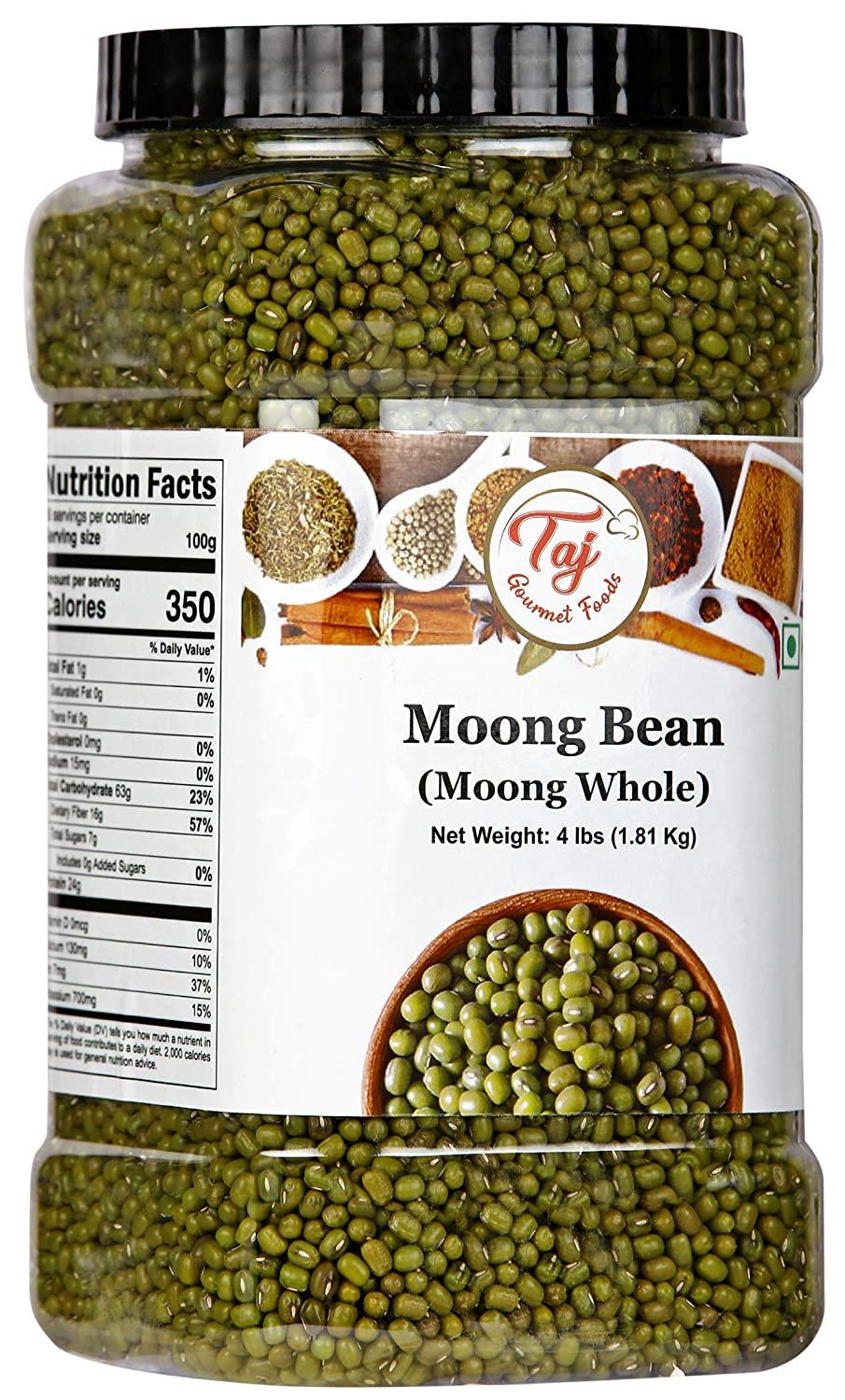 Taj Premium Indian Moong Dal Whole Mung Beans - 4 lbs Jar | Buy Now ...