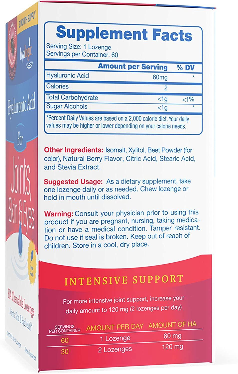 Hyalogic Hyaluronic Acid Chewables 120mg - Berry Flavored - Joint ...