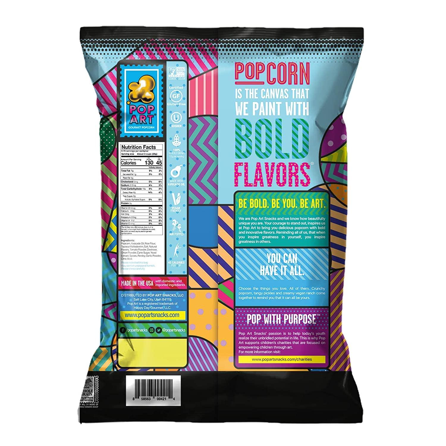 Pop Art Snacks Gourmet Popcorn - Dill Pickle Vegan Ranch with Avocado ...