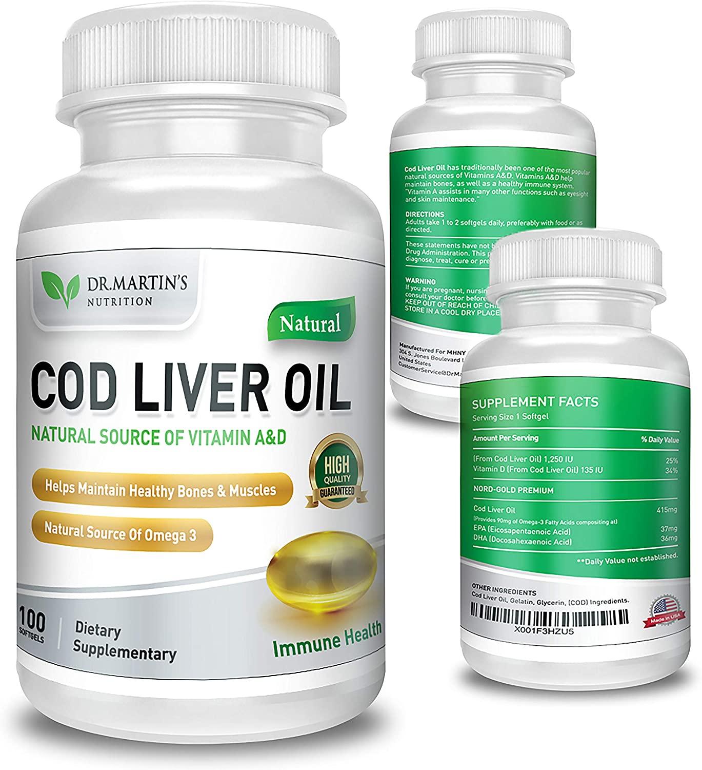 Triple Strength COD Liver Oil Softgels - Natural Omega 3 Source for ...