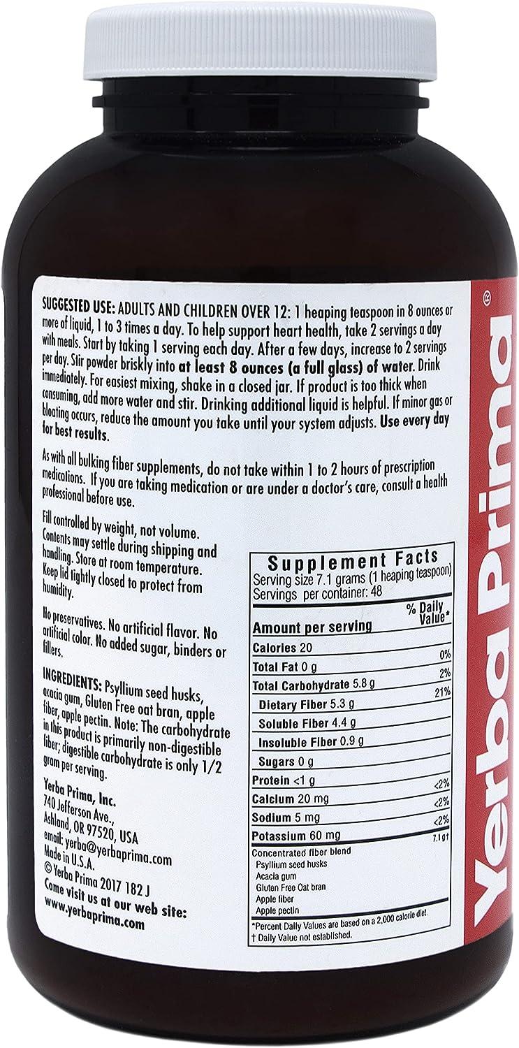 Yerba Prima Soluble Fiber Formula Powder 12 Ounce - Premium Dietary ...