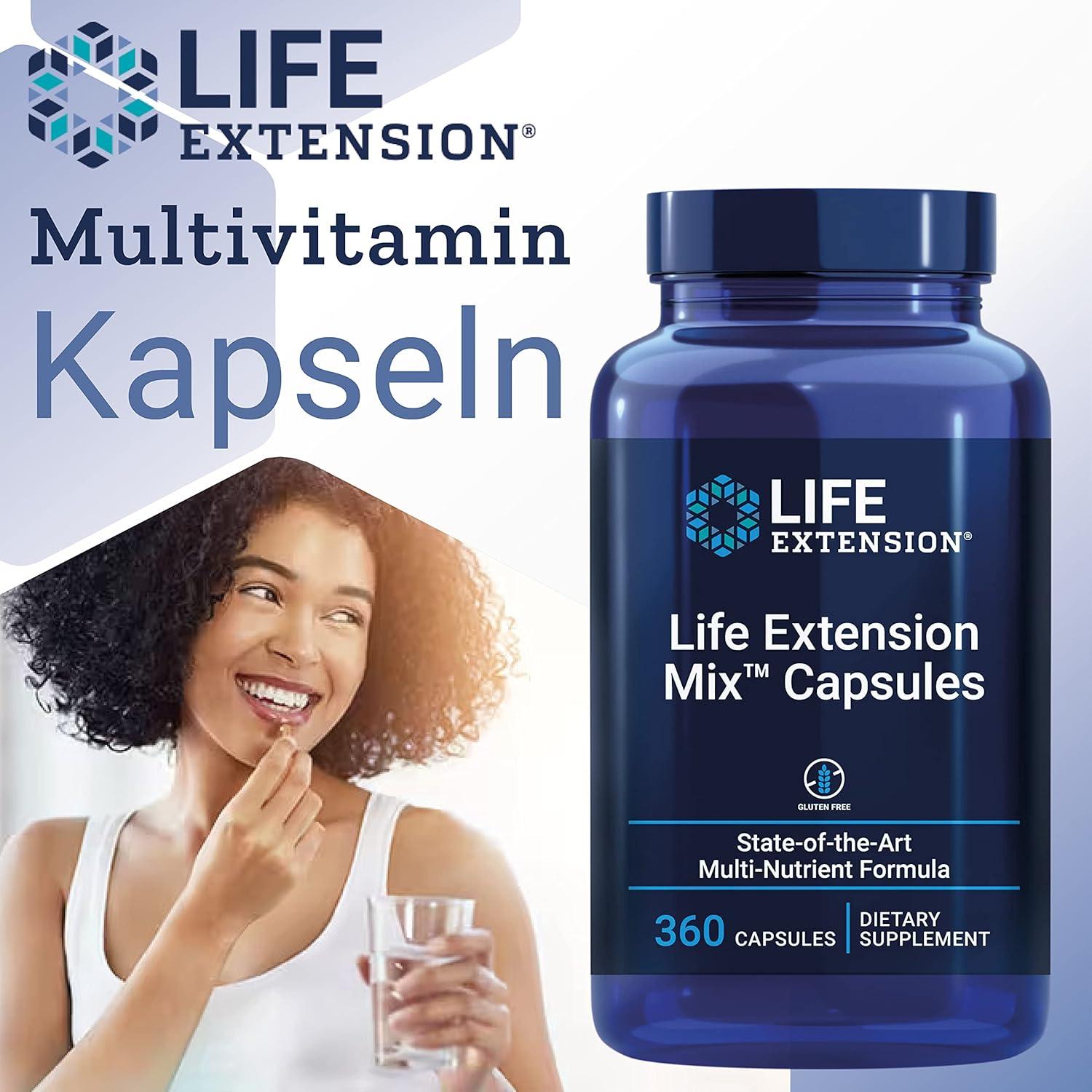 Life Extension Multivitamin Mix - 360 Capsules Gluten Free Soy Free Non ...