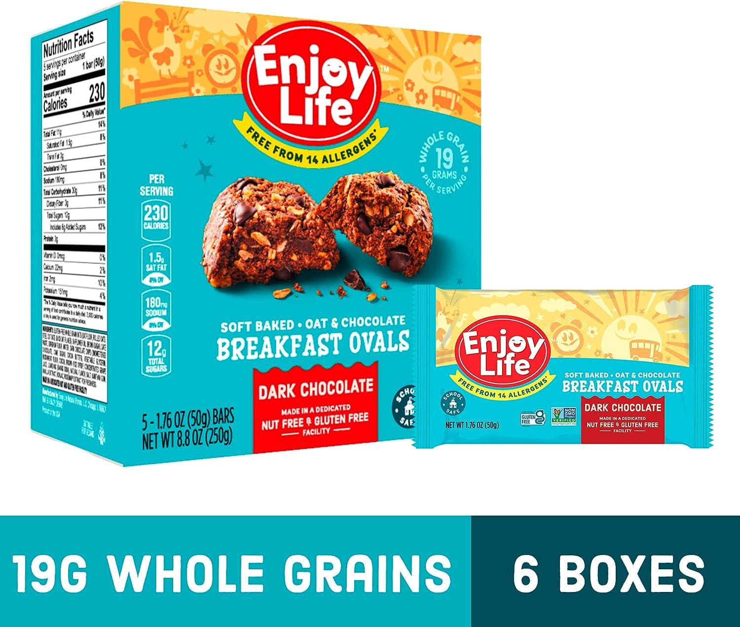 Enjoy Life Dark Chocolate Soft Baked Ovals Breakfast Bars - Vegan ...