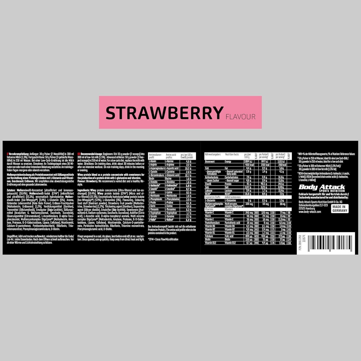 Body Attack Extreme Whey Deluxe - Strawberry Cream 2.3kg | German ...