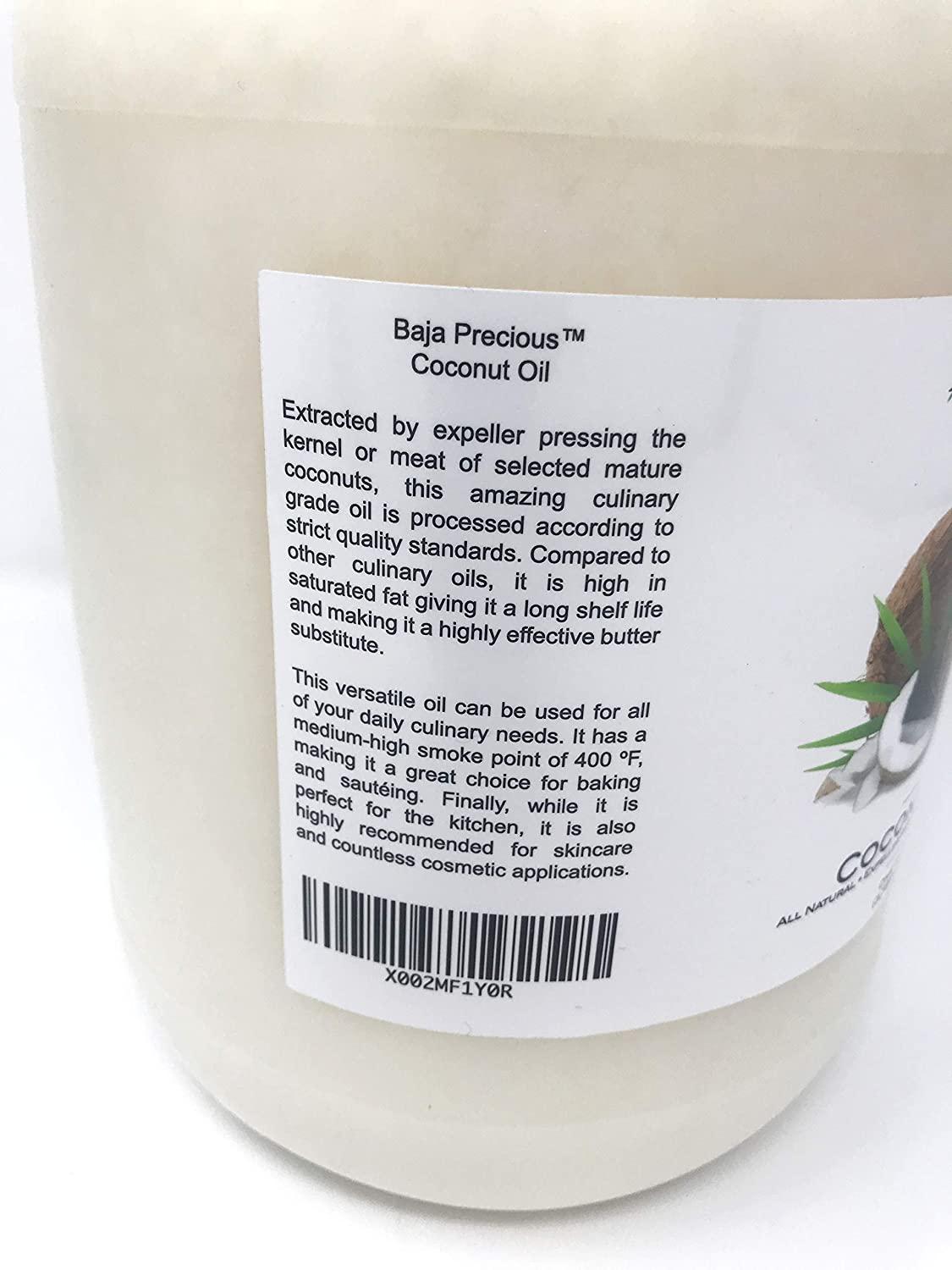 Baja Precious Coconut Oil 1 Gallon - Pure, Cold-Pressed, Unrefined ...