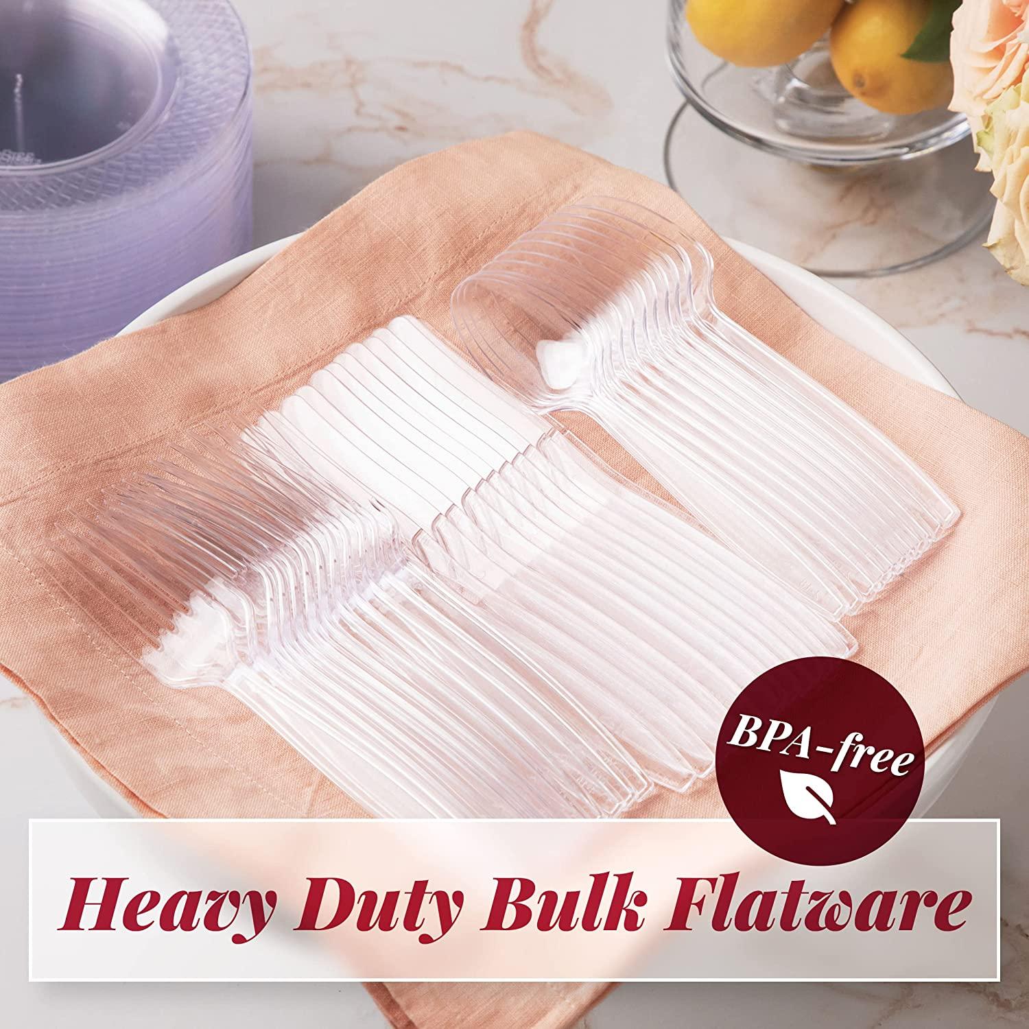 300 Clear Plastic Spoons | Heavy Duty Plastic Silverware | Disposable ...