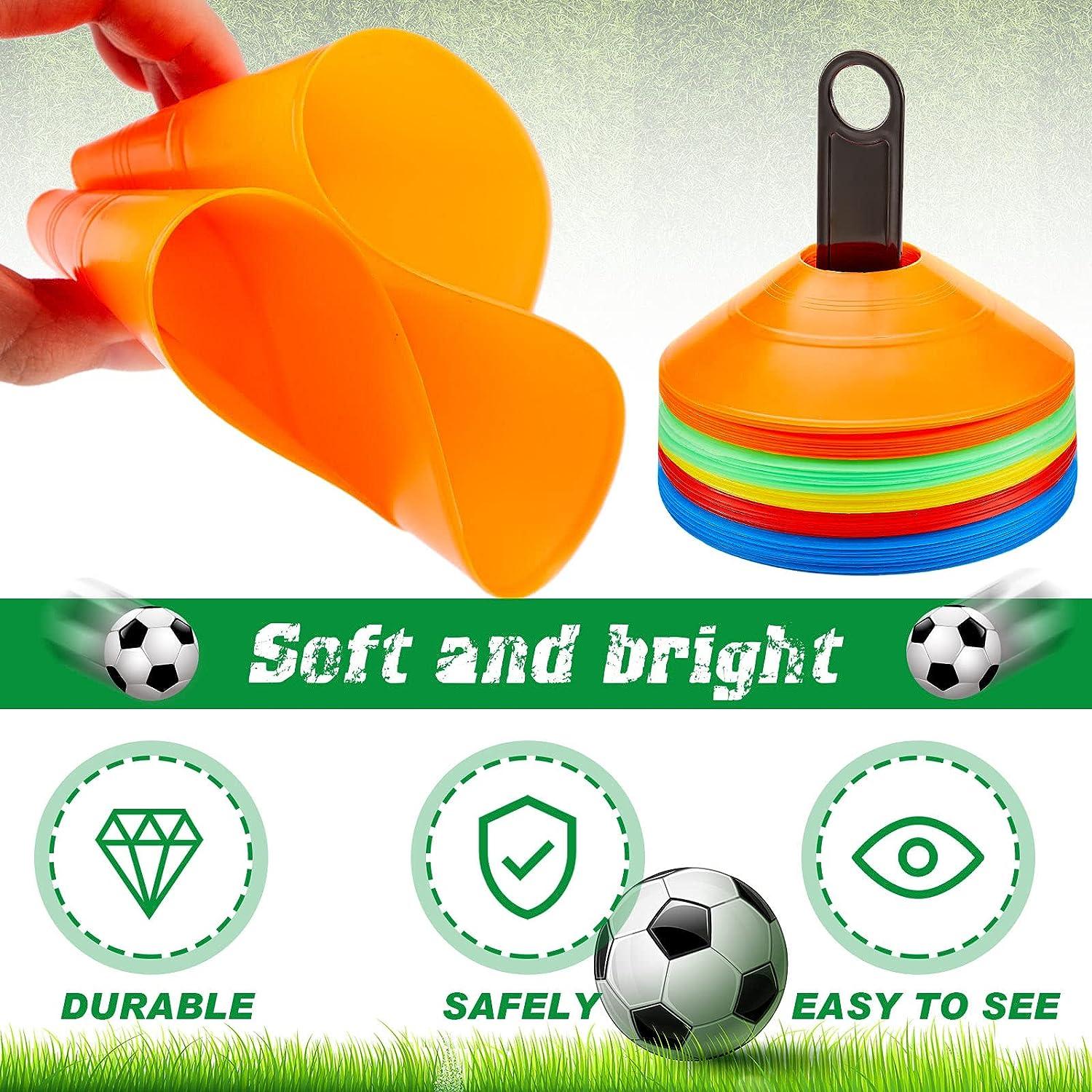 100 Soccer Agility Disc Cones Set with Holder - Multicolor Training Equipment for Kids - Ideal ...
