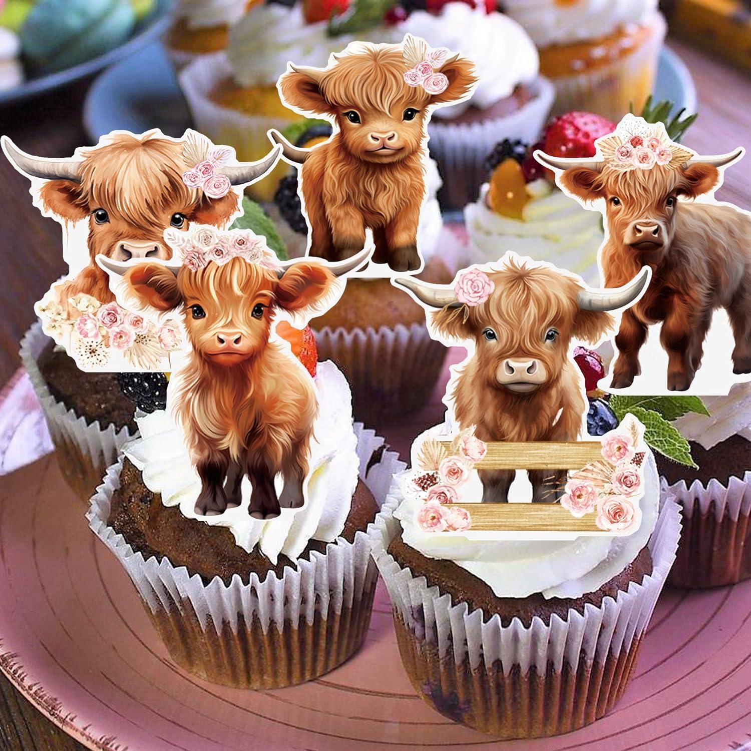 Highland Cow Cupcake Toppers Highland Cow Birthday Party Decorations ...