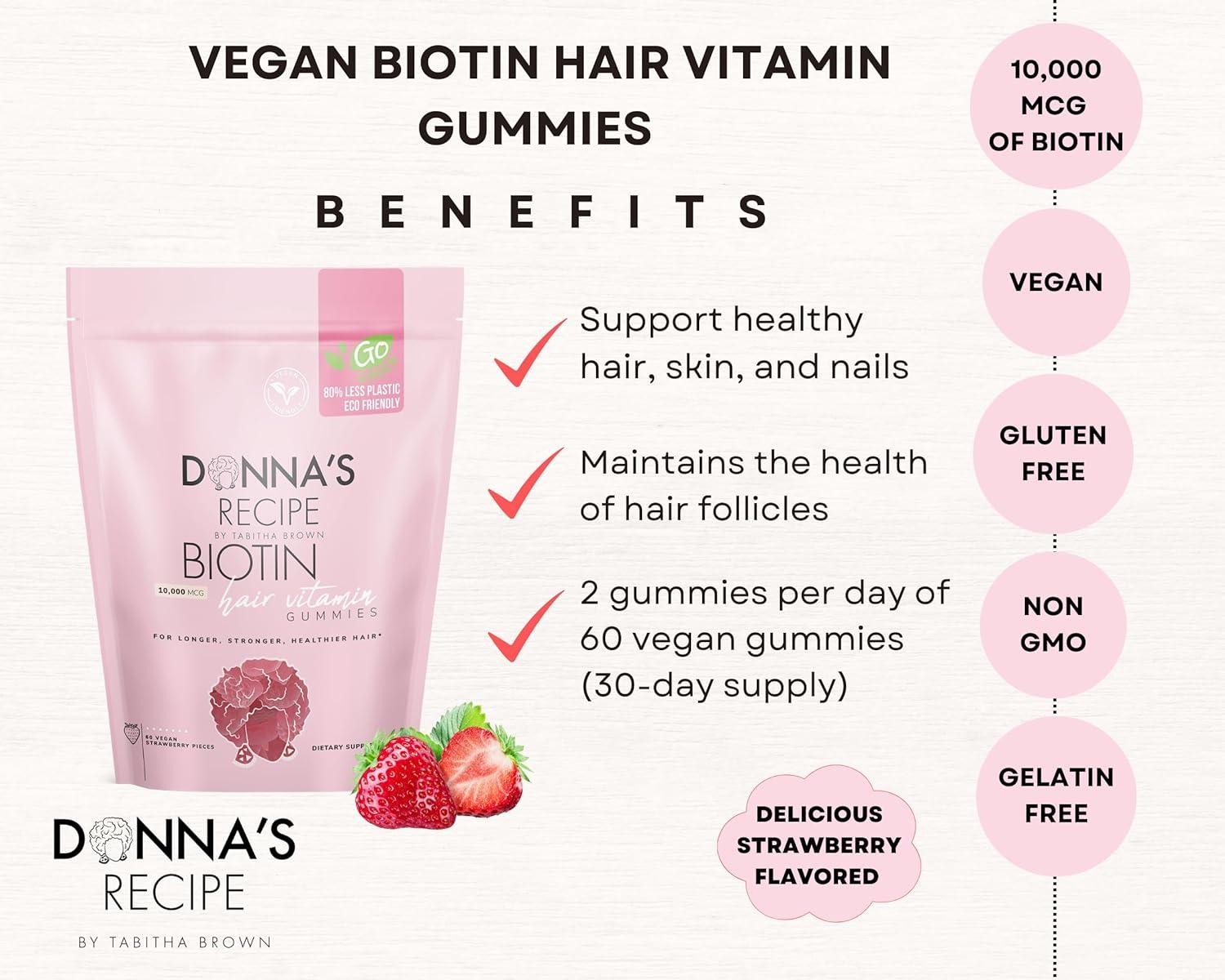 Tabitha Brown Vegan Strawberry BIOTIN Hair Vitamins Gummies - Donna's ...