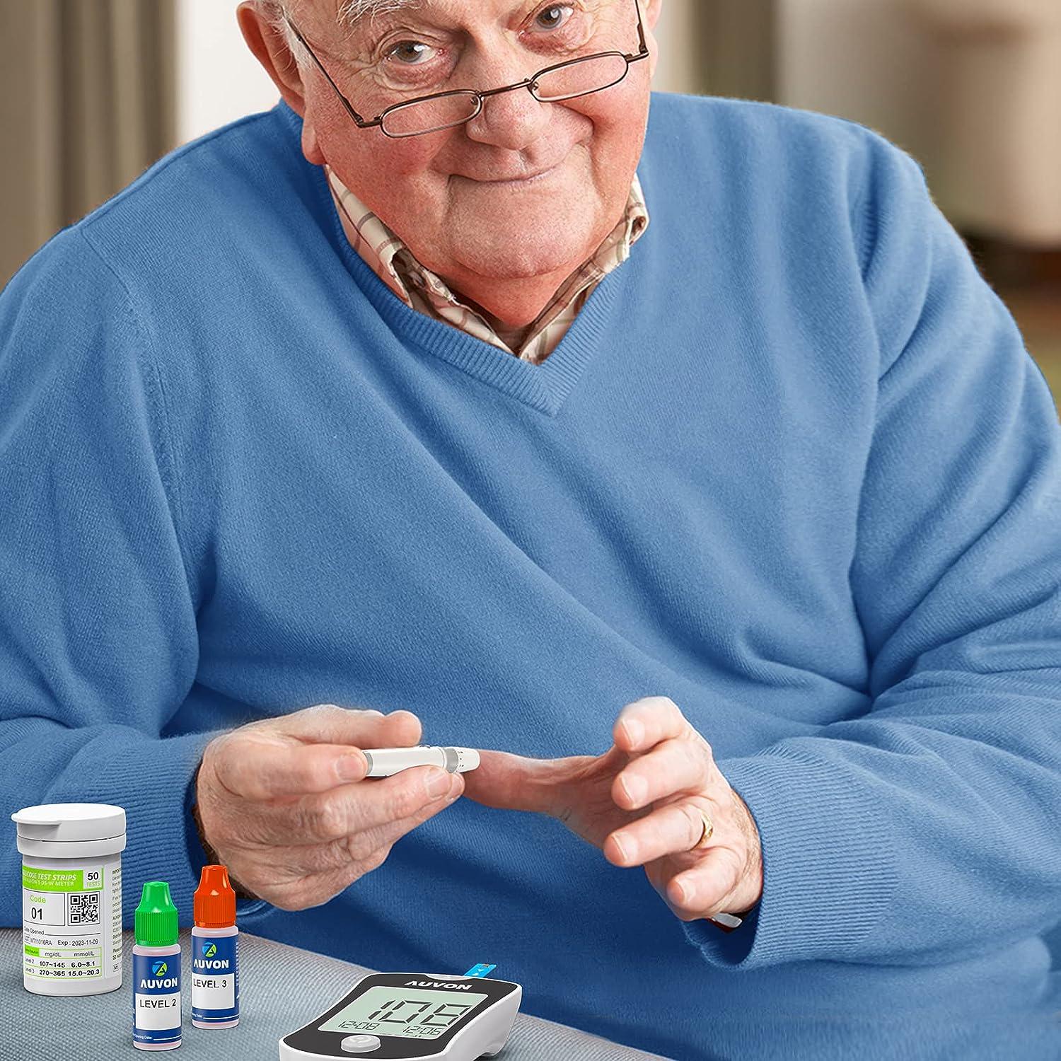 AUVON Blood Control Solution 2 Pack for Glucose Monitor Kit | Level 2 ...