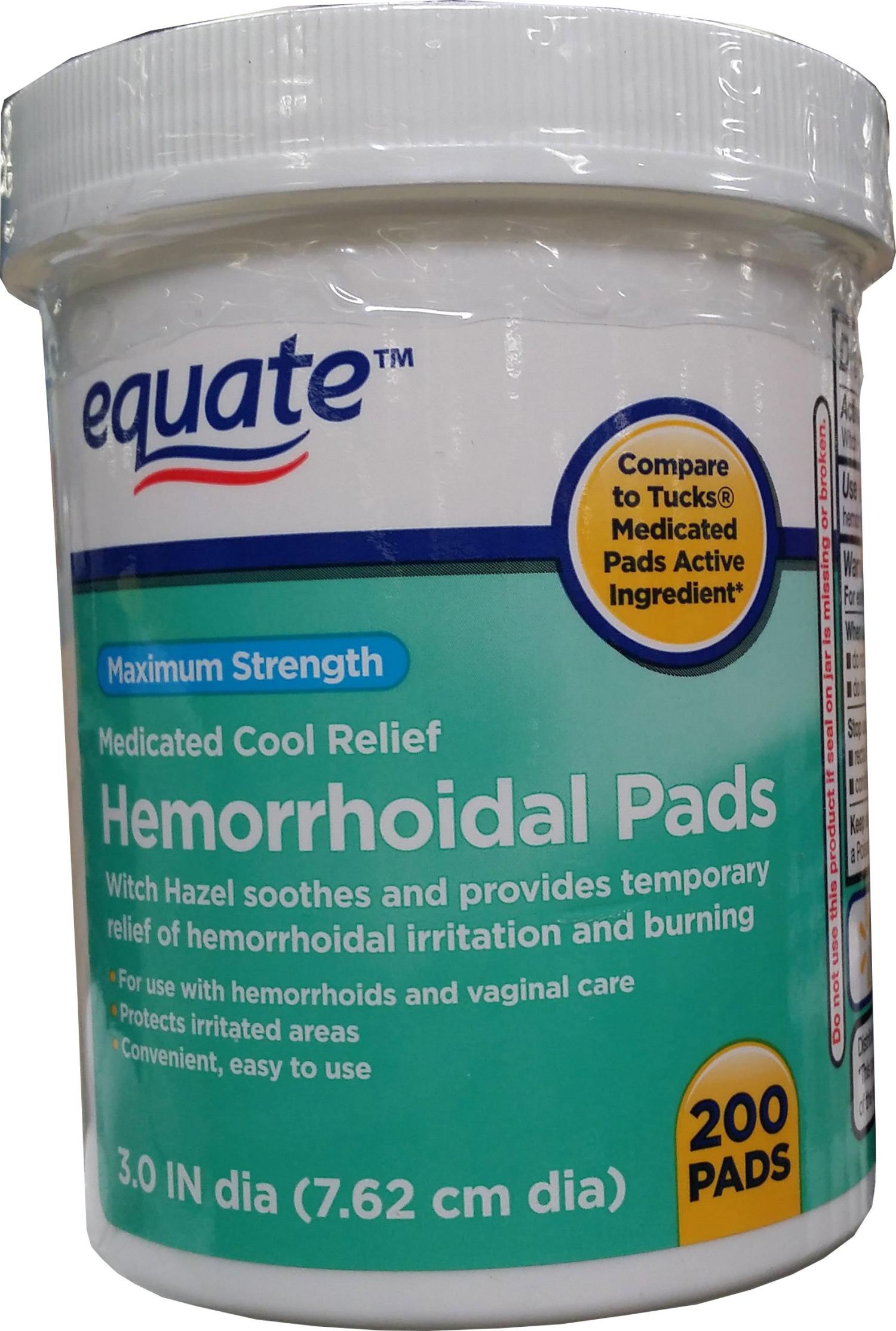 Hemorrhoidal Pads Medicated Cool Relief Witch Hazel 200ct By Equate ...