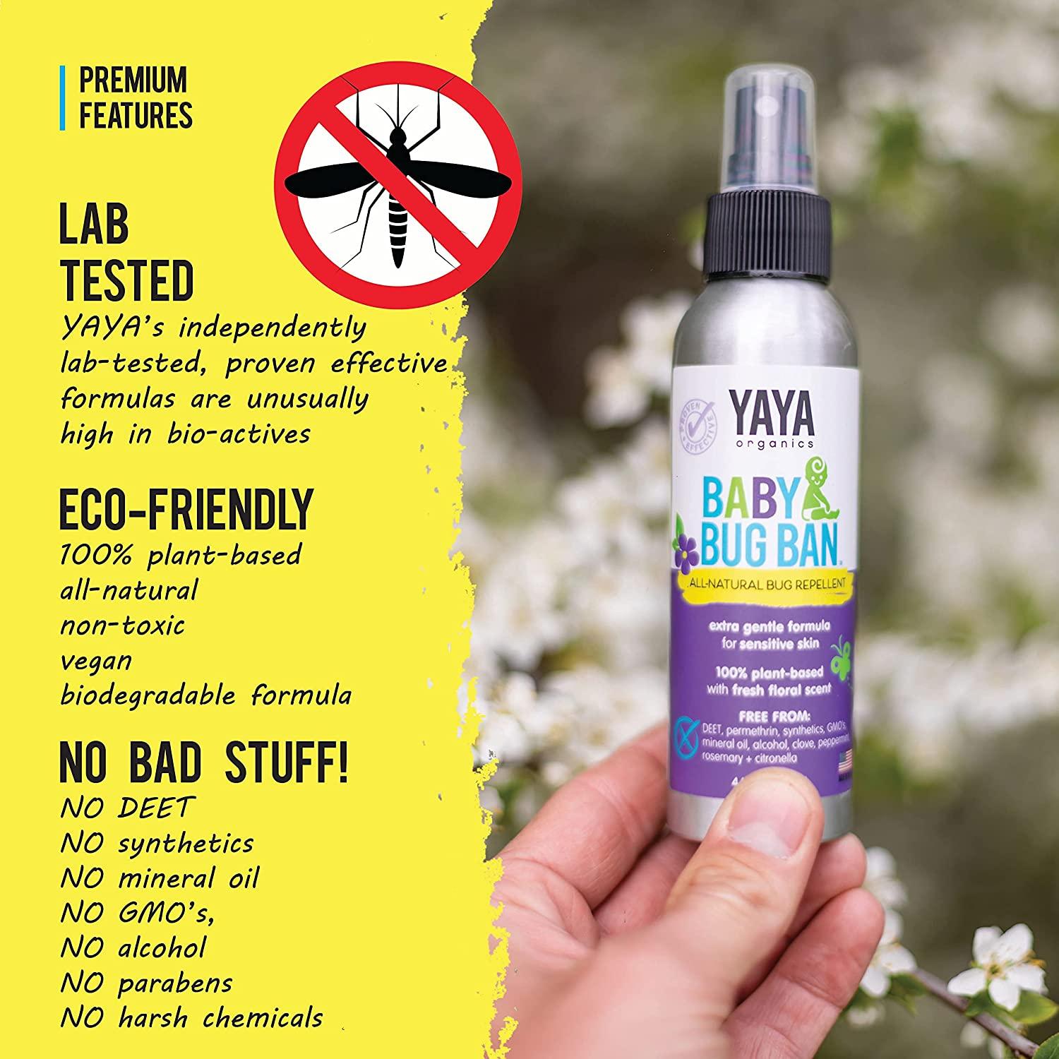 Yaya Organics Baby Bug Ban All-Natural Repellent (4 oz) - Proven ...