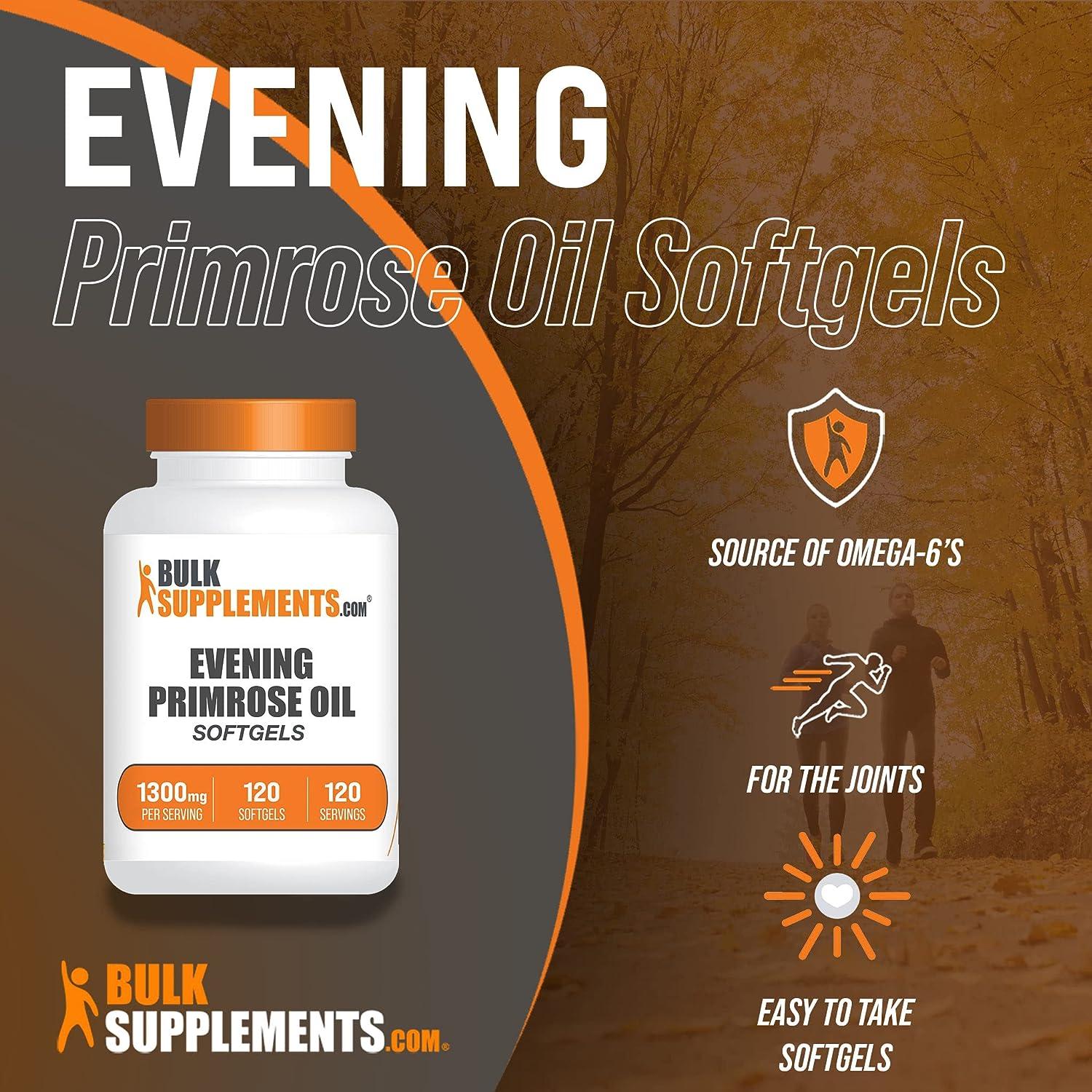 Evening Primrose Oil 1300mg Softgels - Omega 6 & GLA Supplement - 120 ...