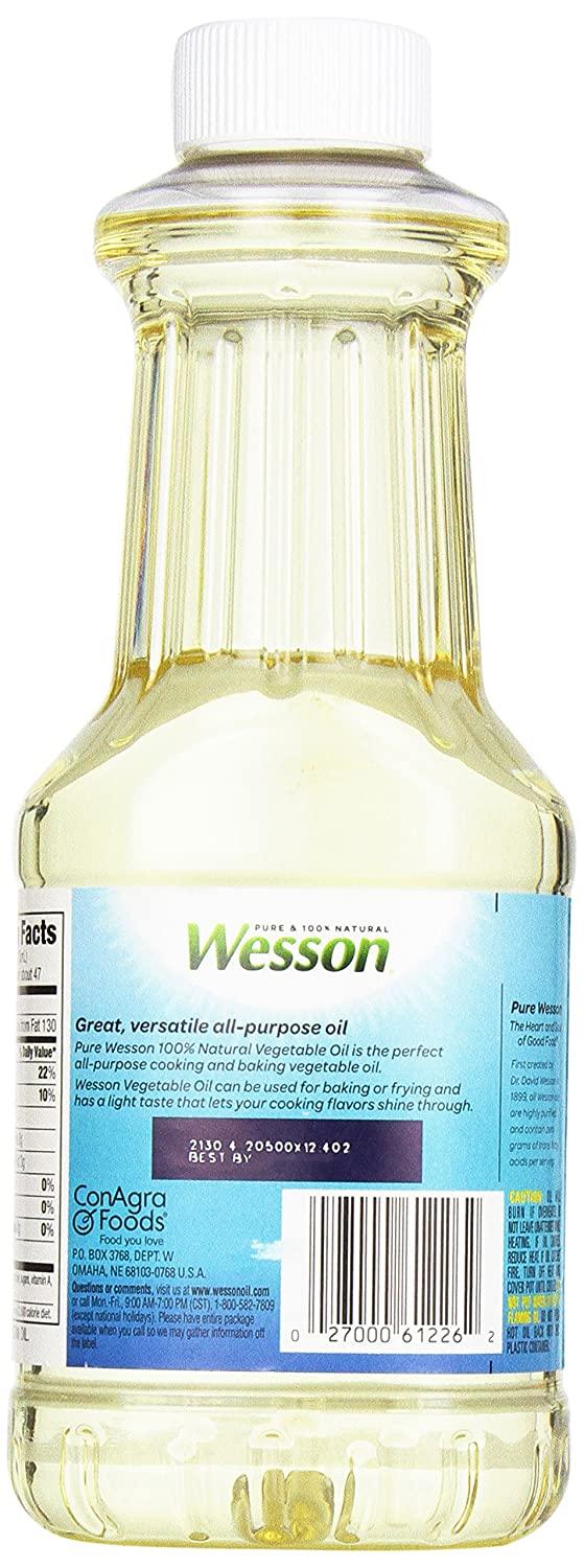 WESSON Pure Vegetable Oil 24 oz - 0g Trans Fat, Cholesterol Free | Buy ...