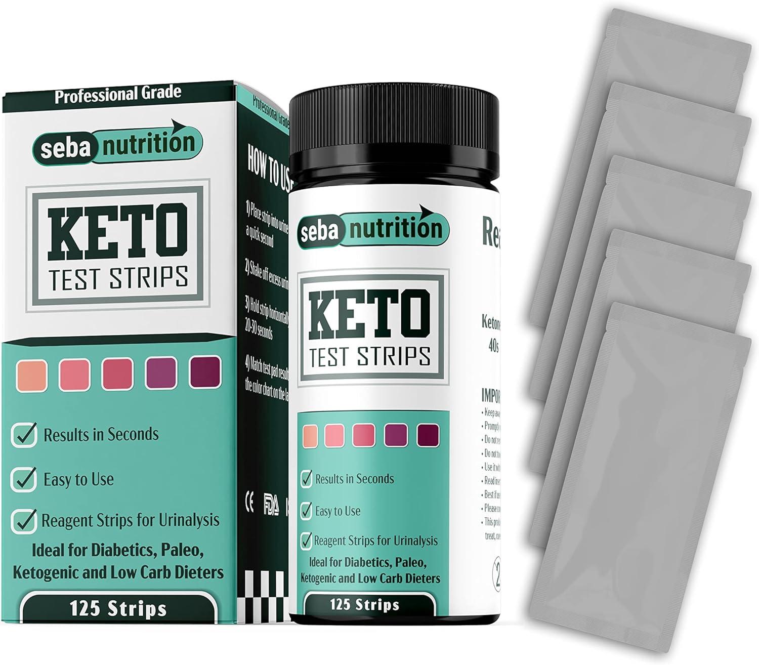 Seba Nutrition Keto Urine Test Strips - 125 Test Sticks for Ketogenic ...