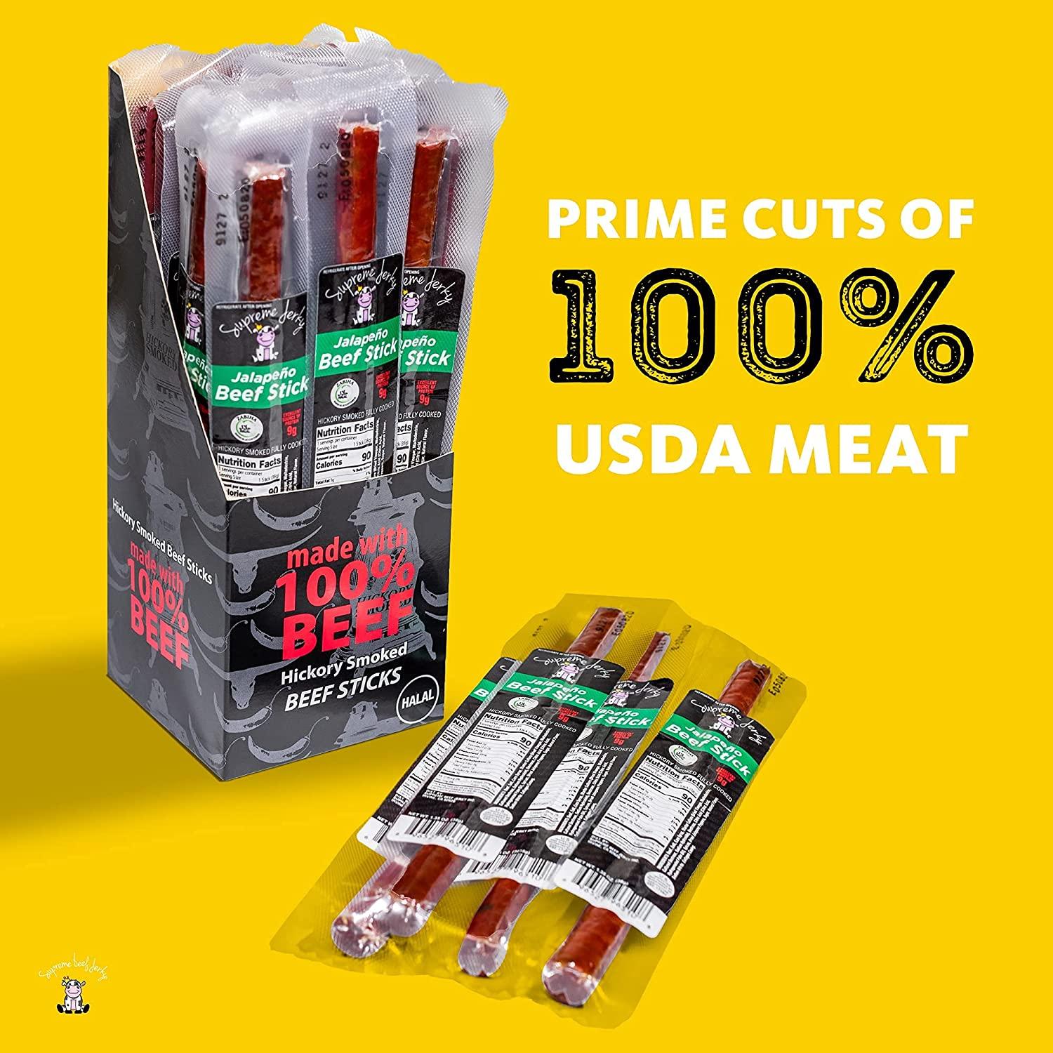 Supreme Zabiha Halal Beef Jerky Sticks 16 Count - Hand Crafted Meat ...