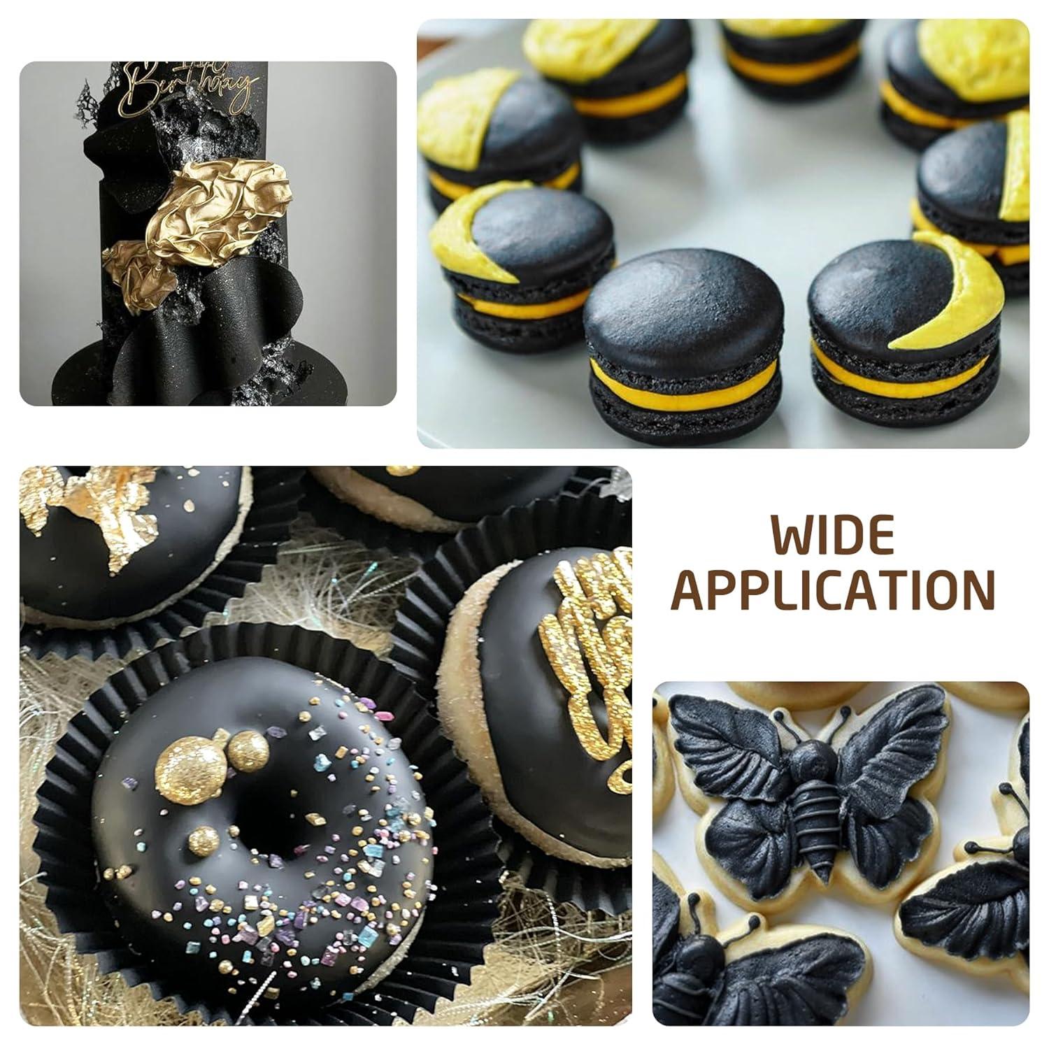 Edible Glitter Fluid - 60ml Black Metallic Liquid Food Coloring for ...