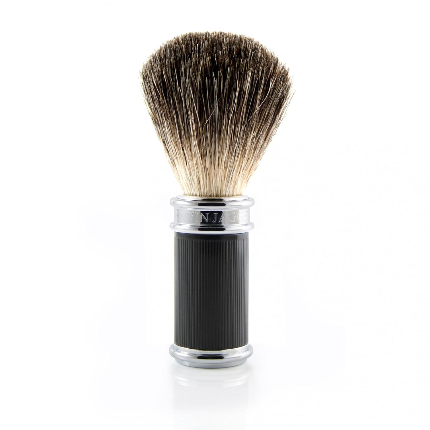 Edwin Jagger 3pc Black Rubber Coated Shaving Set | Pure Badger Hair ...