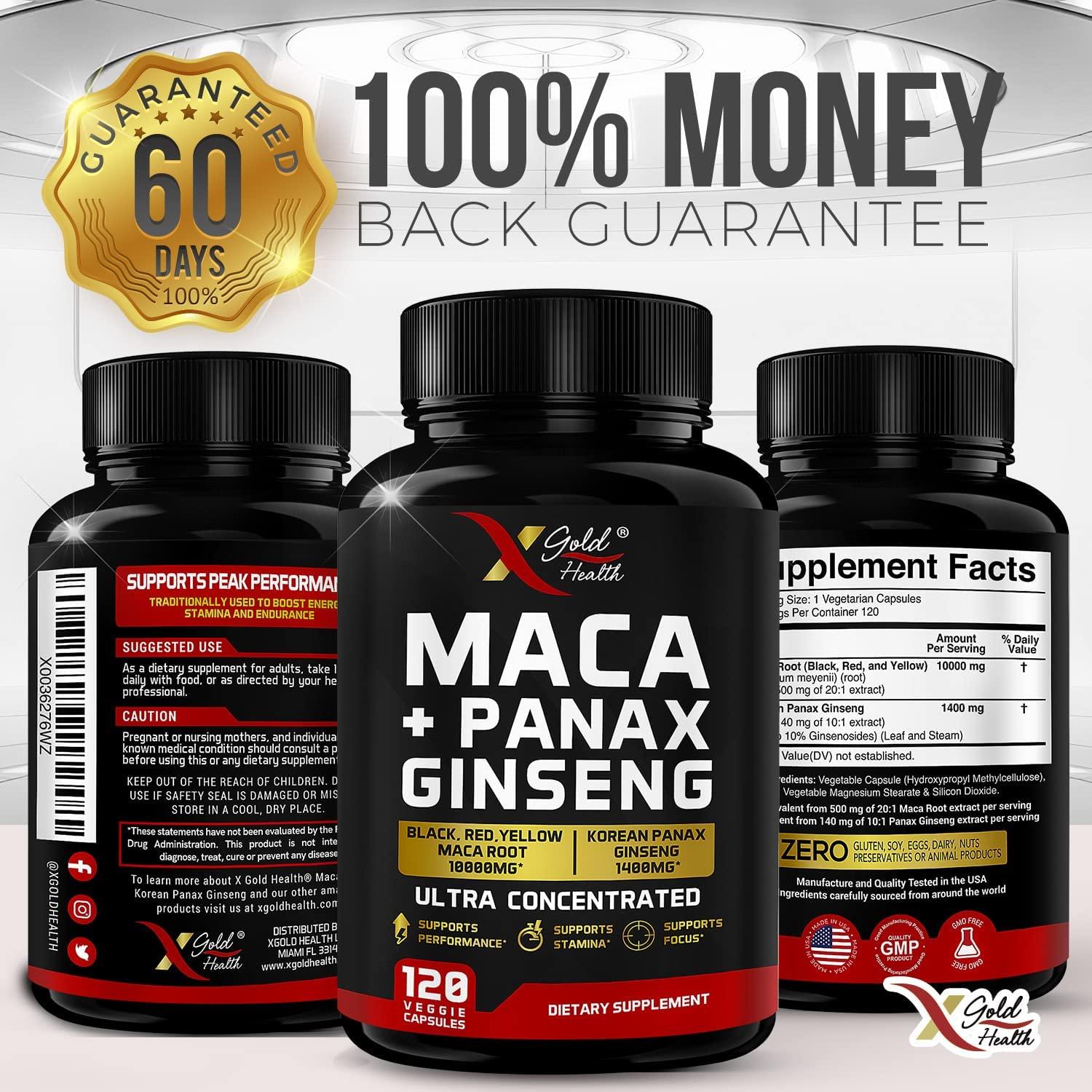Maca Root Capsules 10 000mg + Korean Panax Ginseng 1 400mg - 20x ...