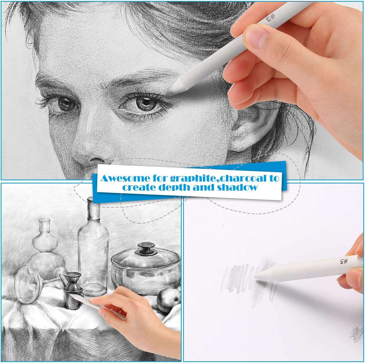 22 PCS Sketch Drawing Tools Set | Blending Stumps, Sharpeners, Erasers ...