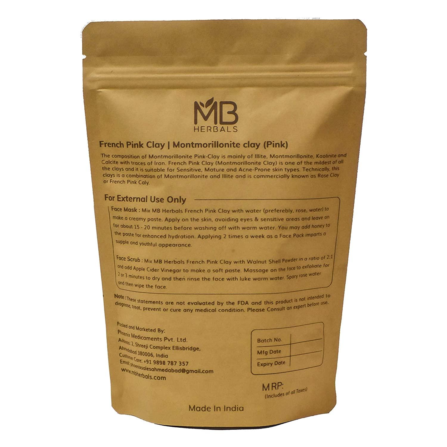 MB Herbals French Pink Clay 227g - Hydrating Clay for Sensitive ...