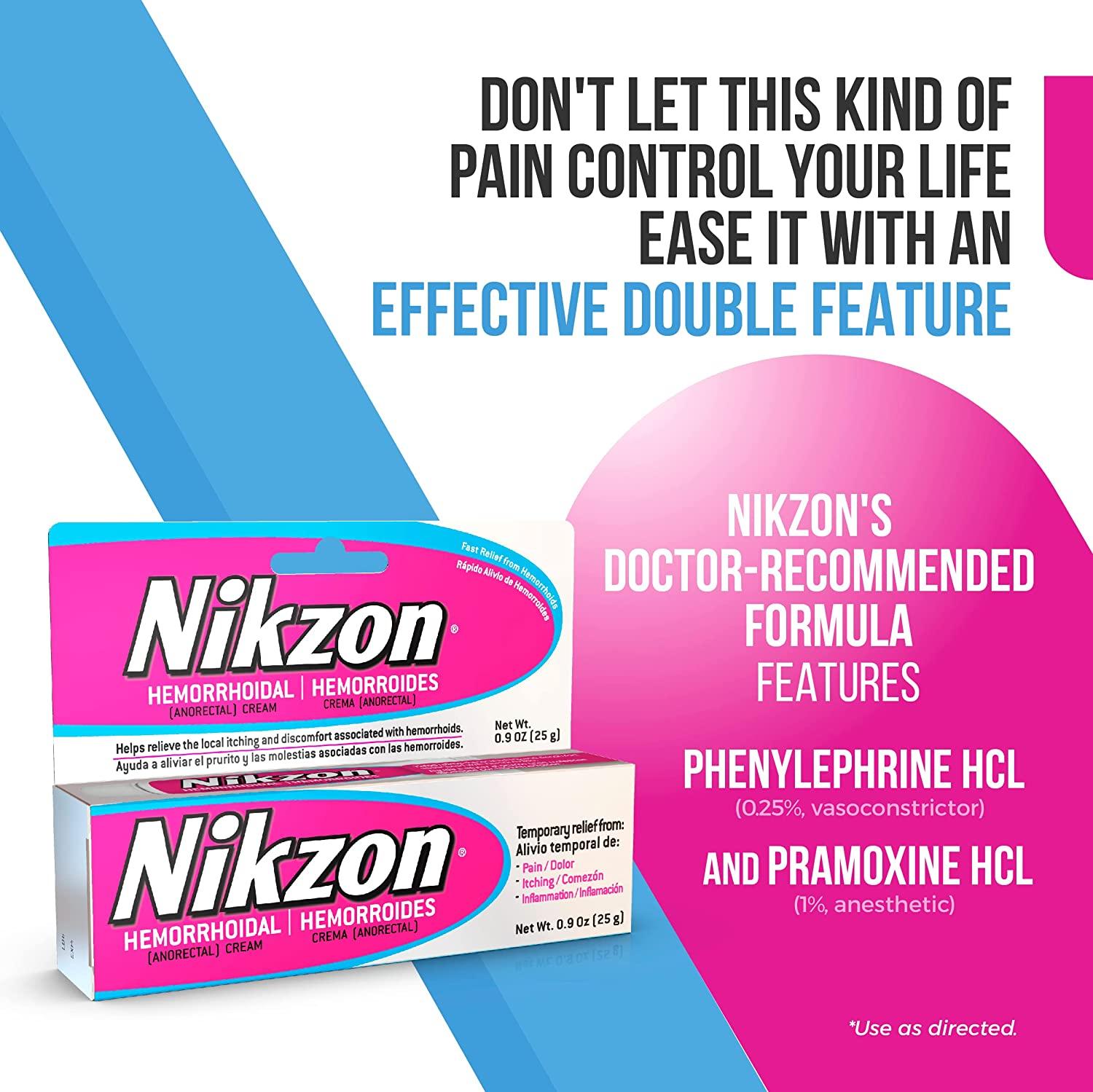Nikzon Hemorrhoidal Cream 0.9 oz - Pain, Itching, and Inflammation Relief