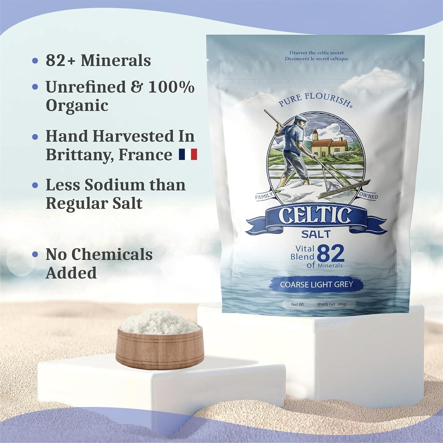 Pure Flourish Celtic Salt - 300g | 100% Organic Unrefined Grey Salt ...
