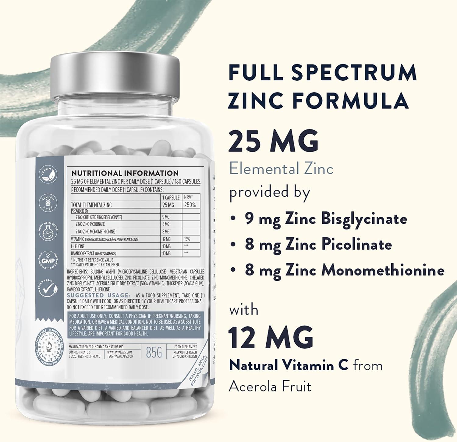 Triple Zinc 25mg with Vitamin C - 180 High Strength Tablets - Zinc ...